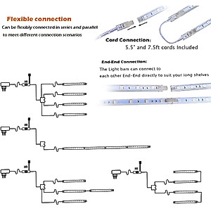 Cefrank 4X 16 Inches (40cm) Linkable RGB LED Light Bar Kit for Display Cabinet - Multi-Colors