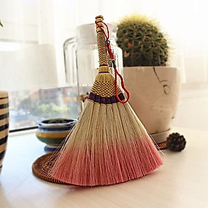 MXY Mini Broom Short Handle Handmade Natural Brooms Home Decorative Broom Retro Sweeping Brooms for Car, Sofa, Corner, Angle, Mats, Desk, Chair and More 10.63 Inches Long