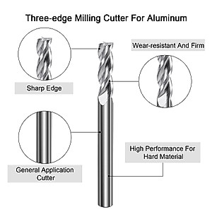 XYunEnZ ISB 1/8‘’ Carbide Square End Mill Set, 3 Flute Micro Grain Carbide End Mill Bits for Drilling Aluminum Applications and Hardened Steels, 5 Pcs