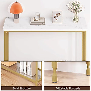 IHEX Console Table, Narrow Entryway Table with Glass Shelf and Metal Frame, 33.5" Industrial Hallway Table for Living Room Bedroom Foyer, Gold