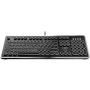 Azio Retro - Wired USB Mechanical Keyboard in Black and Chrome for PC (Blue Switch) (MK-RETRO-01)