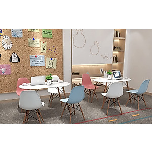 FurnitureR 47.2 Inch Dining Table Minimalist Style Oval Side Desk with Beech Wood Square Legs for Home Kitchen Living Room Corner Small Spaces, White