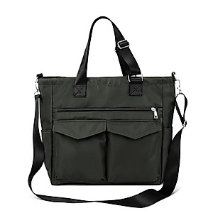 Iioscre Tote Bag for Women Men, Waterproof Work Nylon Tote Bag with Adjustable Strap,Crossbody Laptop Bag with Trolley Sleeve