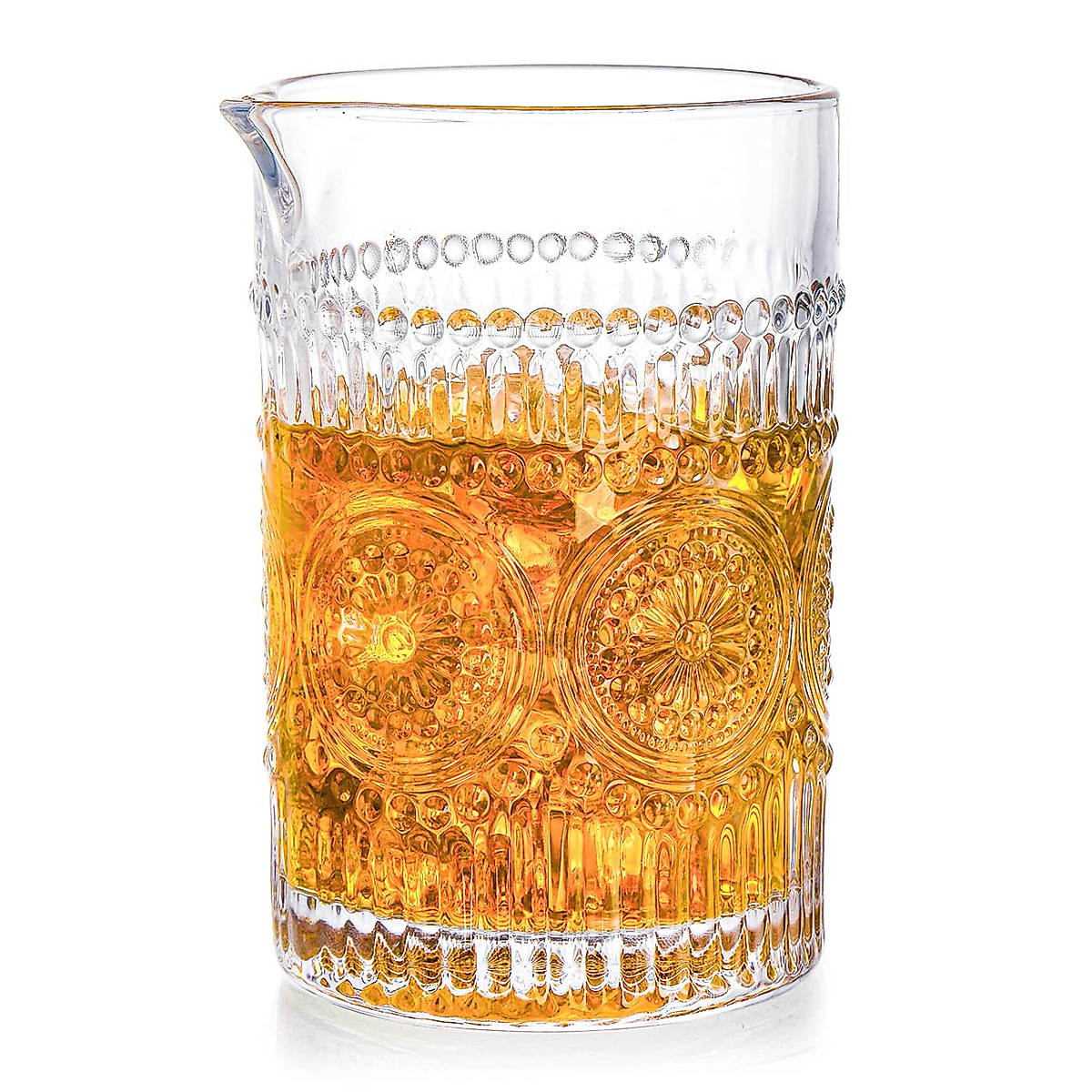 Kingrol Professional Cocktail Mixing Glasses, Set of 2, 21 Ounces Heavy Duty Mixing Pitchers for Stirred Cocktail, Crystal Clear Stirring Glasses, Fancy Embossed Design