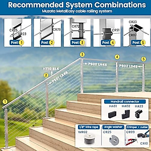 Muzata Cable Cutter Wire Rope Heavy Duty Stainless Steel Aircraft Up to 5/32" for Deck Stair Railing Strong Thick Seal Metal Fence Bike Bicycle Brake Cutter CR12, CT1
