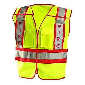OccuNomix mens Fire safety vests, Yellow/Red, Medium-Large US