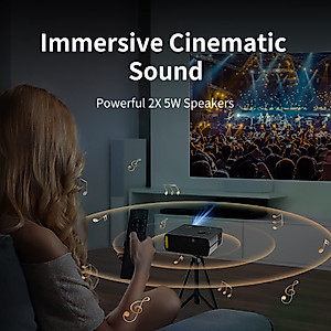 Projector with WiFi and Bluetooth, ASAKUKI Native 1080P 4K Support 450 ANSI Outdoor Movie Proyector, Indoor Home Theater Video Projector w/Portable Bag, Compatible with TV Stick/Phone/iPhone/Laptop