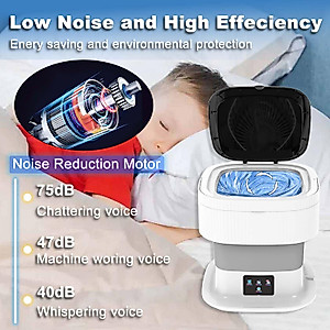 Small Washing Machine, 11L Portable Mini Washing Machine with Spin, Collapsible Washer and Dryer for Travel,Baby Clothes, Socks