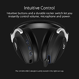 ASUS ROG Delta S Wireless Gaming Headset (AI Beamforming Mic, 7.1 Surround Sound, 50mm Drivers, Lightweight, Low-Latency, 2.4GHz, Bluetooth, USB-C, for PC, Mac, PS4, PS5, Switch, Mobile Device)-Black