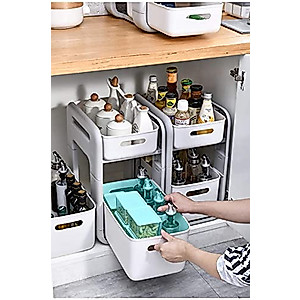 Amyup Set Of 2 Plastic Storage Bins,10.5×8×5.5" Versatile Kitchen Pantry Organization and Storage,for Plastic Storage Container Under Bed,Under Sink Bathroom Organizer (2 Pack Medium, White)