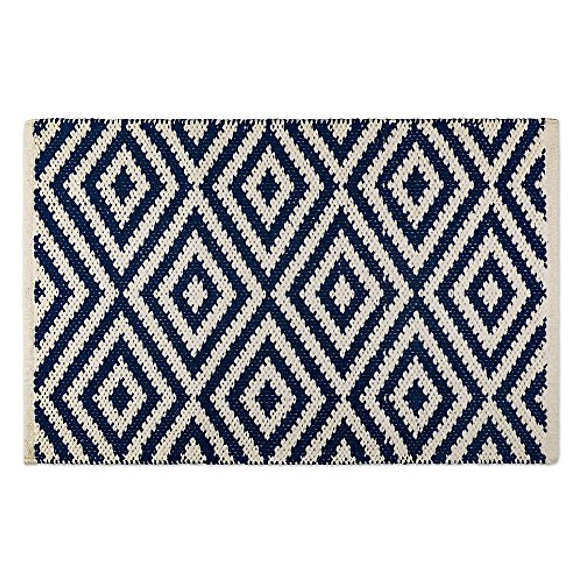 DII Indoor Braided Cotton Area Rug, Handloomed Yarn Dyed Woven, Reversible, 20x31.5, Navy Diamond
