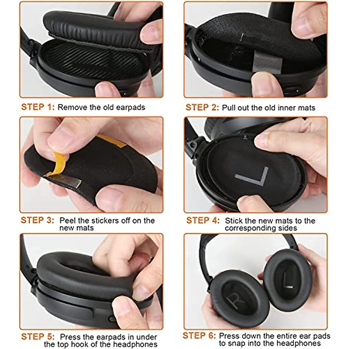 Aiivioll QC45 Replacement Ear Pads Cushions Earpads for Bose QC45 Wireless Headphones Softer Leather High-Density Noise Cancelling Foam,Earpads Repair Part（Black）