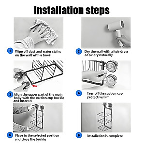 KINGFINGER Suction Cup Storage Organizer Rack, 1 Pack Bathroom Towel Rack, Wall-Mounted Shower Caddy Rack, Multi-Functional Foldable Holder Rack, Under Sink Organizer, Gift for Man and Woman