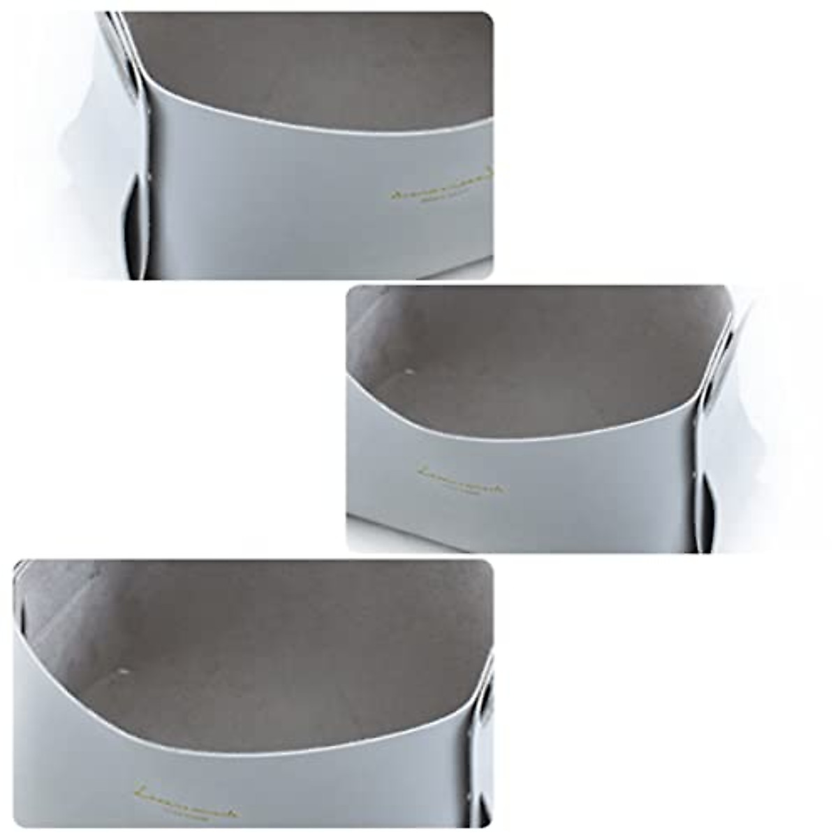 Cabilock Box Handle Flowers Basket Room Leather Desk for Wallet Storage Coin Decoration Baskets Fruits Small Cube Toys Bedside Jewelry Grey Collapsible Living Assembled Organizer Holder