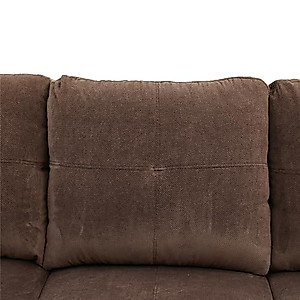 NOTOP 3-Piece Corduroy L-Shaped Sectional Sofas, Button Tufted Upholstered Couch Set with Right Chaise Longue and Storage Ottoman, for Living Room, Home, Office, 97, Dark Brown