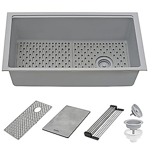 Ruvati Espresso Brown Workstation 33-inch Kitchen Sink Undermount Granite Composite - RVG2302ES