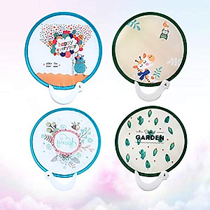 NUOBESTY Foldable Fan Japanese Style Handheld Round Folding Fan Great for Wedding Birthdays Decoration,4pcs