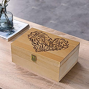 EXISTING Wooden Memory Keepsake Box, Floral Heart Engraved Keepsake Boxes with Lids, Memory Box for Keepsakes for Anniversary, Wedding, Memory, Birthday, Valentines Day, Wood Box for Office or Home