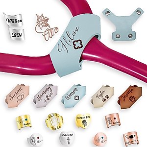 Stethoscope Name Leather Tag Personalized Custom Stethoscope Charms with Nurse ID Accessories Tag Engraved Name,Birthstone,Nurses Week Gifts for Nurse,Medical Assistant,Doctor(Blue)