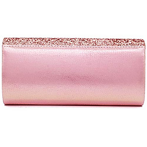 ZIUMUDY Sparkly Glitter Evening Envelop Clutches Shoulder Chain Bags Bridal Wedding Clutch Purse Wallet (Pink)