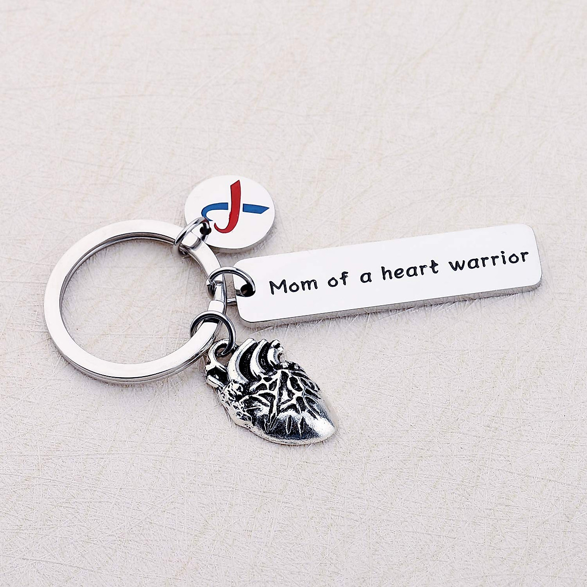 FUSTMW CHD Awareness Keychain Mom of A Heart Warrior Gifts CHD Heart Defect Recovery Gift Heart Disease Jewelry (Mom Heart Warrior ky)