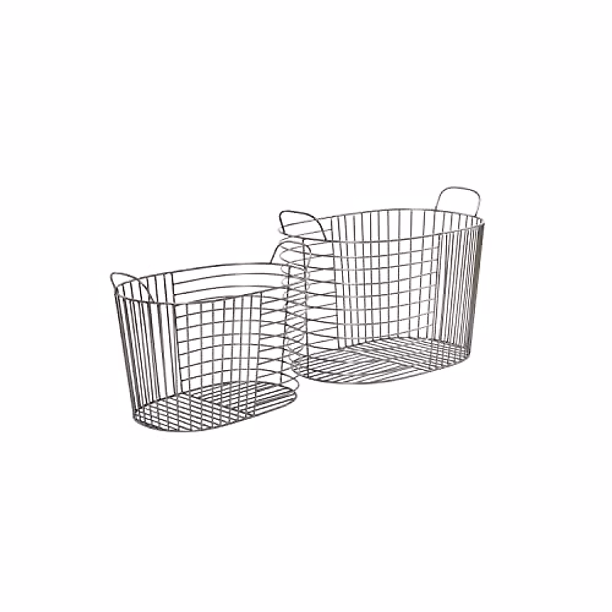 CosmoLiving by Cosmopolitan Metal Round Storage Basket with Handles, Set of 2 21", 17"W, Dark Gray
