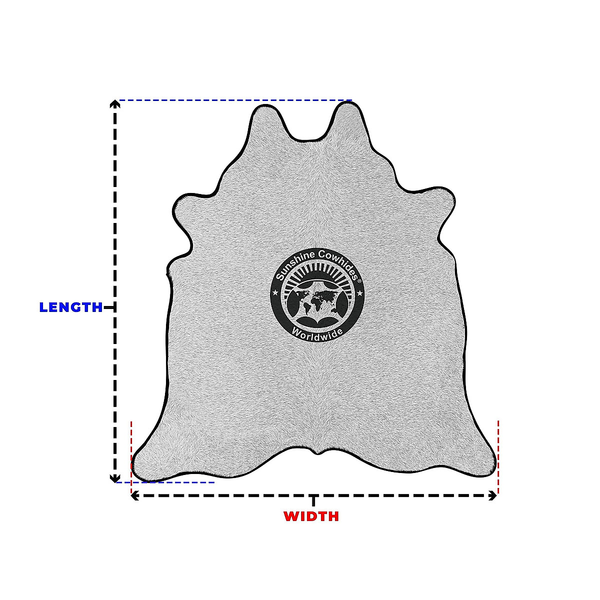 Sunshine Cowhides 100% Genuine Salt and Pepper Cowhide Rug - Modern Style Animal Skin Rug & Floor Carpet for Living Room, Bedroom, Kitchen & More - Large (6x6-7ft)