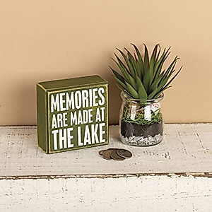 Primitives by Kathy 21111 Olive Green Box Sign, Memories are Made at The Lake
