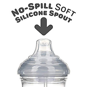 Nuby Tritan No-Spill Trainer Cup with Silicone Spout & 360 Weighted Straw with Hygienic Cover