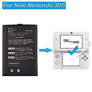 E-YIIVIIL Replacement Battery KTR-003 Compatible with New Nintendo 3DS N3DS 1400mAh 5.2Wh