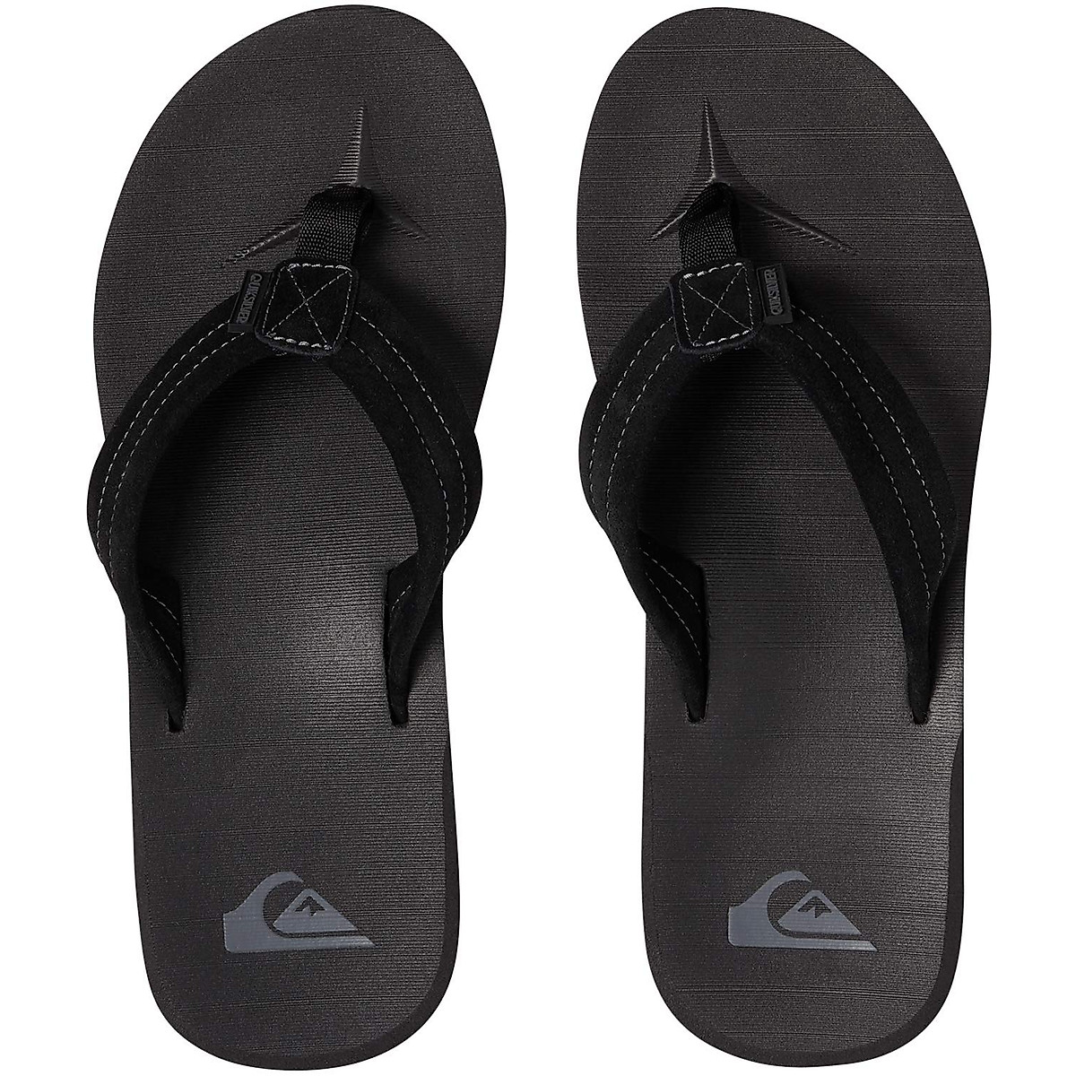 Quiksilver Men's Carver Suede 3 Point Flip Flop Athletic Sandal, Solid Black, 11 M US