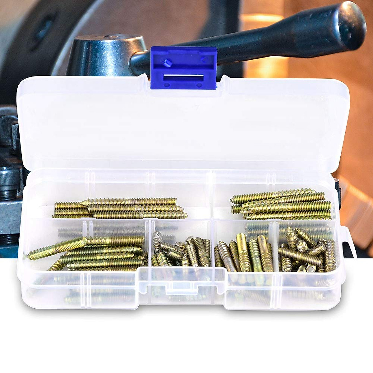 110pcs Hanger Bolts, M4 Dowel Screw Double Headed Bolts Self-Tapping Screw Hanger Bolts Assortment Kit for Furniture Screws