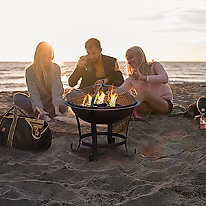 FireBeauty Fire Pit BBQ Grill Pit Bowl with Mesh Spark Screen Cover,Poker (Includes Tote Bag)