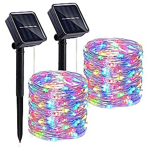 LIGHTOP Solar String Lights Outdoor Waterproof 2 Pack 33FT 100LED Copper Wire Fairy Light Decoration for Christmas Wedding Party Terrace Yard Tree Garden Patio (Multicolor)