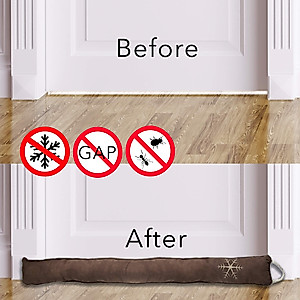 Simply Genius Cold Weather Door Draft Stopper - 36 Inch Brown Wind Blocker for Door Bottom and Window Sill