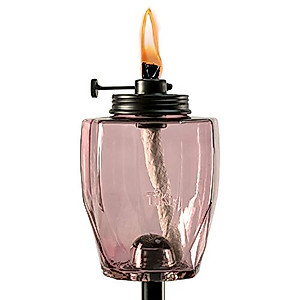 TIKI Brand Adjustable Flame TIKI Torch Glass Pink - Outdoor Decorative Lighting for Patio, Backyard, Lawn, 64 in, 1118019,Red