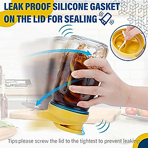 Mason Jar Flip Cap Lid with Airtight, Leak-Proof Seal and Easy Pour Spout - Wide Mouth (Jar Not Included)
