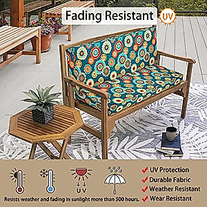 Magpie Fabrics Patio Bench Cushion Cover 45x18x3 Inch, NO Insert! Water Resistant UV Protection Outdoor Swing Loveseat Replacement Cover with Zipper, (Heronsbill Turquoise Green)