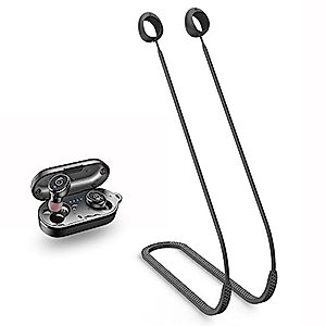 smaate Anti-Lost Strap Compatible with TOZO T10 Earbuds, Soft Silicone Cord for Sports, Black