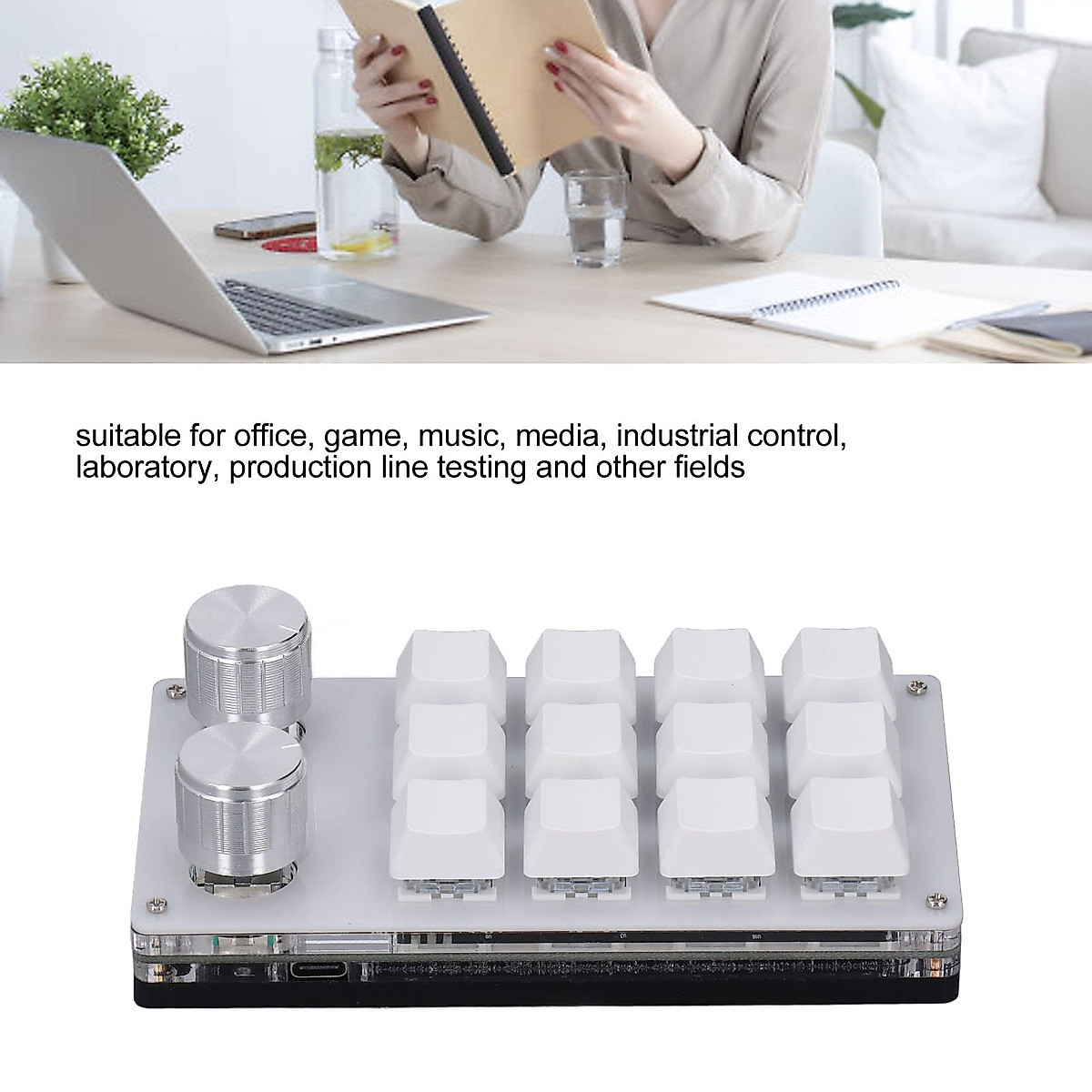 plplaaoo One Handed Mechanical Keyboard, Gaming Keyboard,Gaming Keypad,Mini USB Keypad 12 Key Multifunctional Shortcut Programmable Keyboard with 2 Knob for Gaming, one Handed Mechanical Keyboard