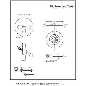Westbrass A92-12 3-1/8" Trip Lever Bathtub and Shower Drain Kit with 2-Hole Overflow Faceplate, 1-Pack, Oil Rubbed Bronze