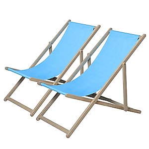 HarmoGZen Beach Sling Patio Chair Set of 2,Wooden Folding Outdoor Chairs for Outside 3 Level Height Adjustable, Portable Reclining Beach Chair