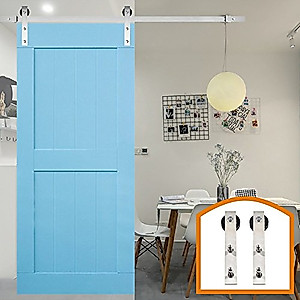 ZEKOO 5 FT- 8 FT Modern Stainless Steel Sliding Barn Door Hardware Kit Rail Track Set Fit Single Door (8 FT Single Door kit)