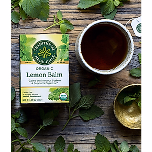 Traditional Medicinals Organic Lemon Balm Herbal Tea, Calming and Supports Digestion (Pack of 2) - 32 Tea Bags Total