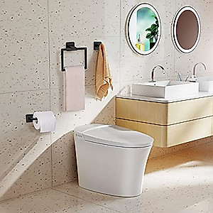 FadimiKoo Matte Black Towel Ring Towel Holder, SUS 304 Stainless Steel Hand Towel Rack for Bathroom, Modern Square-Shape Style