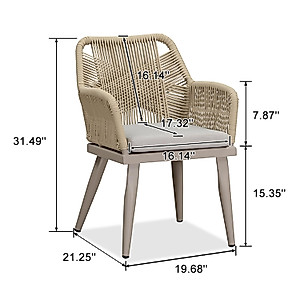 PURPLE LEAF 2 Pieces Outdoor Patio Dining Chairs All-Weather PE Rattan Patio Furniture with All Aluminum Frame for Lawn Garden Backyard Deck, Champagne