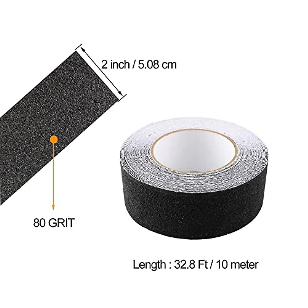 YouOKLight Anti Slip Tape, Heavy Duty Non Slip Tape, Waterproof Strong Traction Anti Slip Grip Tape, 80 Grit Safety Walk Tape, Grip Tape for Stairs, Indoor and Outdoor Used, 2 Inch x 32.8 Ft, Black