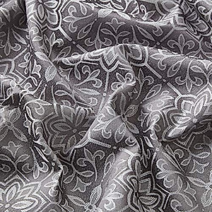 HLC.ME Mia Moroccan Tile 100% Complete Blackout Heavy Thermal Insulated Energy Savings Heat/Cold Blocking Grommet Short Curtain Drapery Panels for Bedroom & Living Room, 2 Panels (52 W x 63 L, Grey)