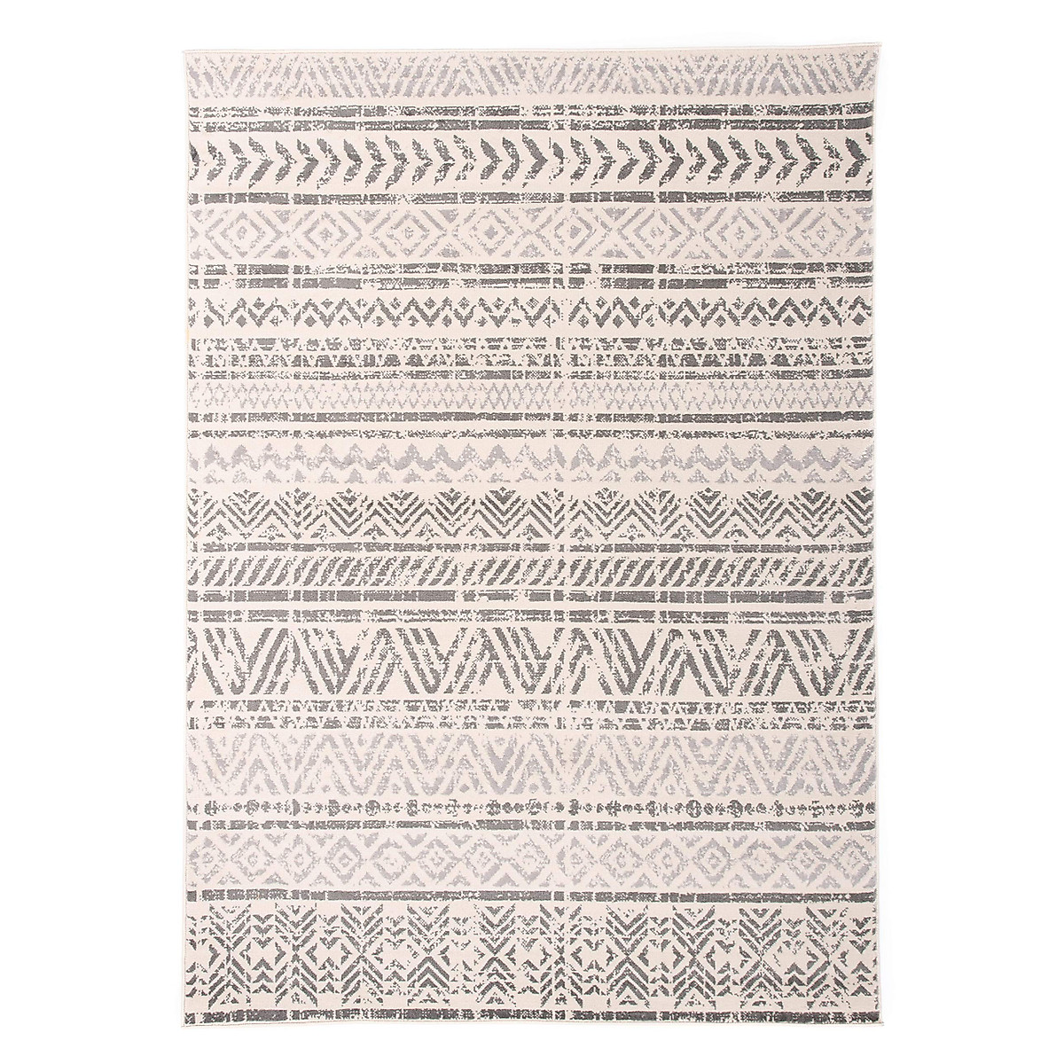 Rugshop Geometric Boho Perfect for high traffic areas of your Living Room,Bedroom,Home office,Kitchen Area Rug 5' x 7' Gray