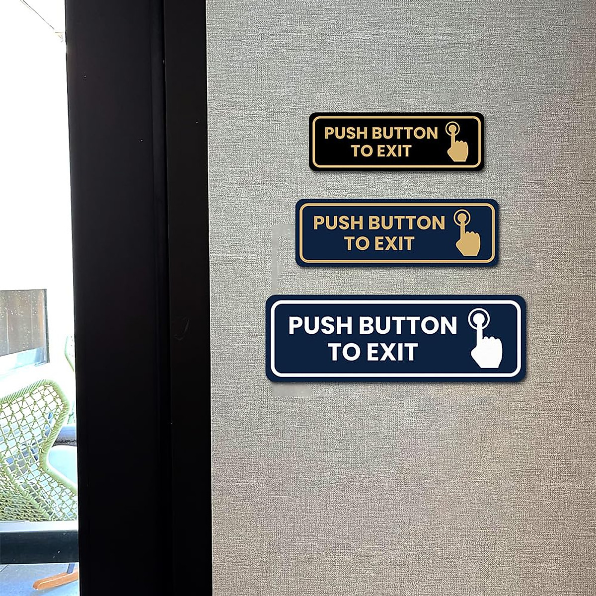 Signs ByLITA Standard Push Button To Exit Door or Wall Sign (Red) - Small